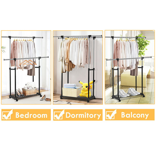 Rebrilliant Lohan Metal Adjustable Rolling Clothing Rack & Reviews ...