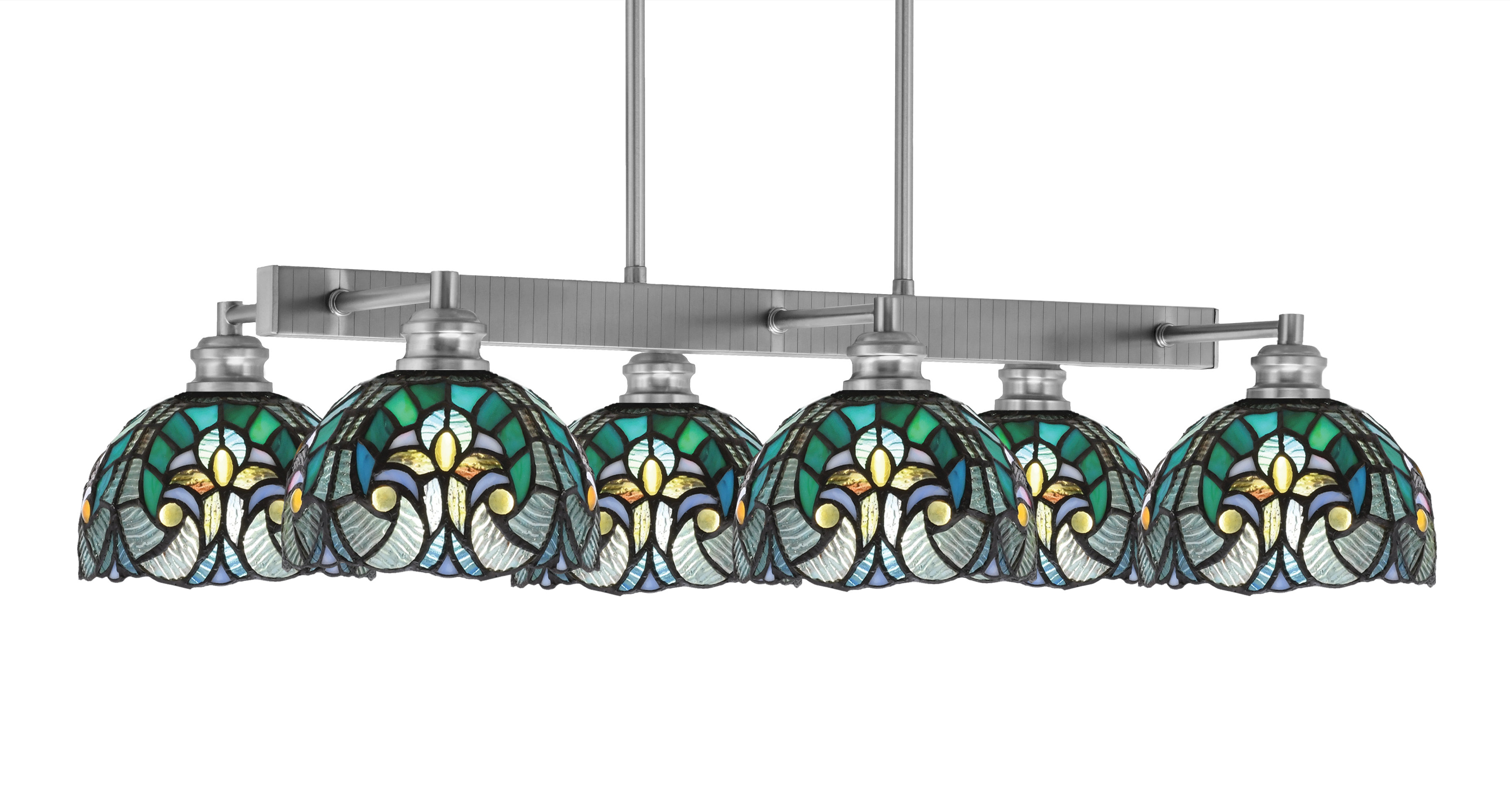 Toltec Lighting Edge 6 Light Bar Shown With 7" Turquoise Cypress Art ...