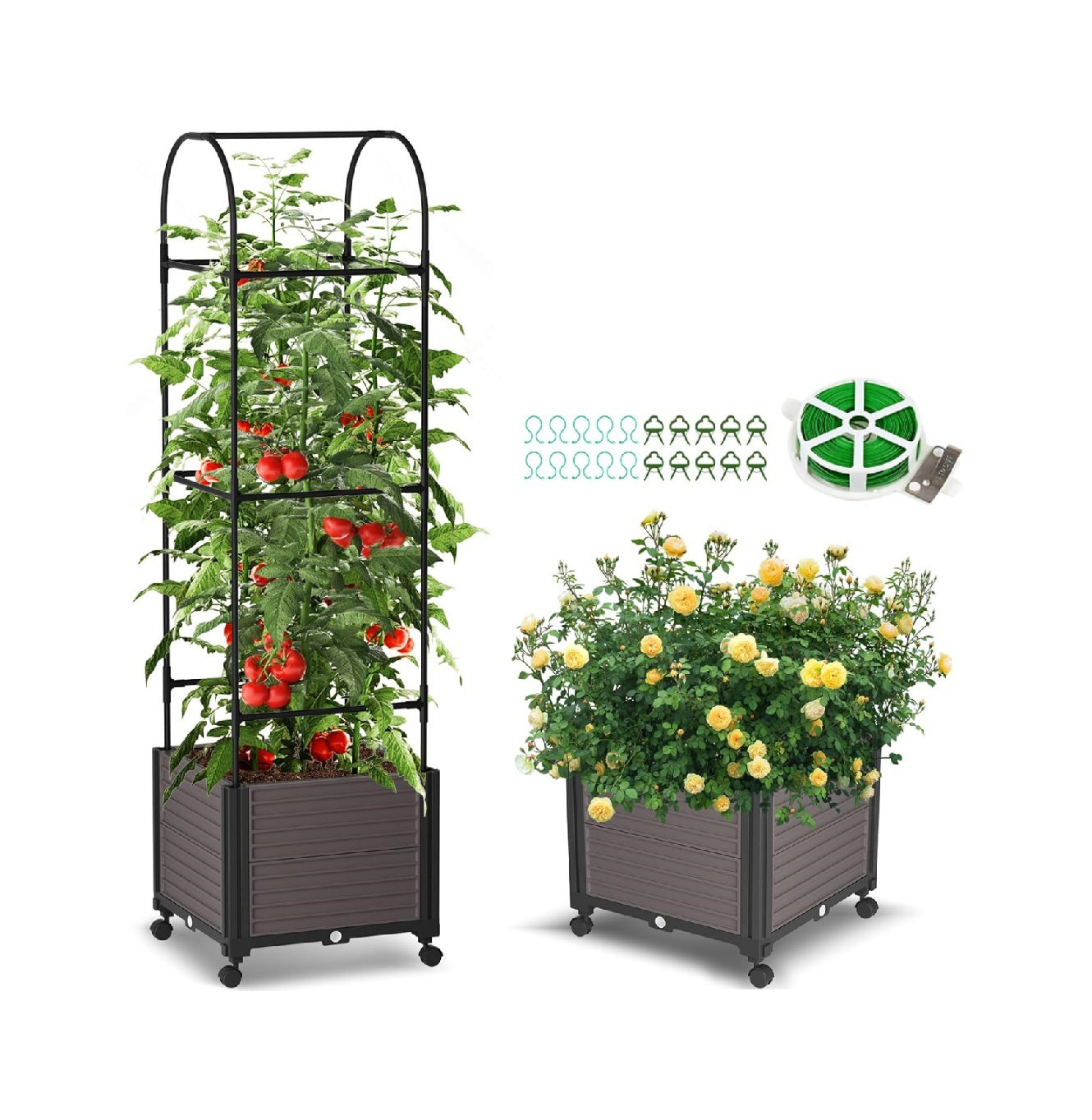 Arlmont & Co. Raised Garden Bed Planter Box With Trellis,61 Tomato ...