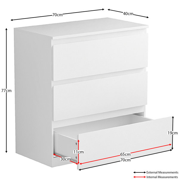 17 Stories Cunha 3 Drawer 70cm W Chest Of Drawers & Reviews | Wayfair.co.uk