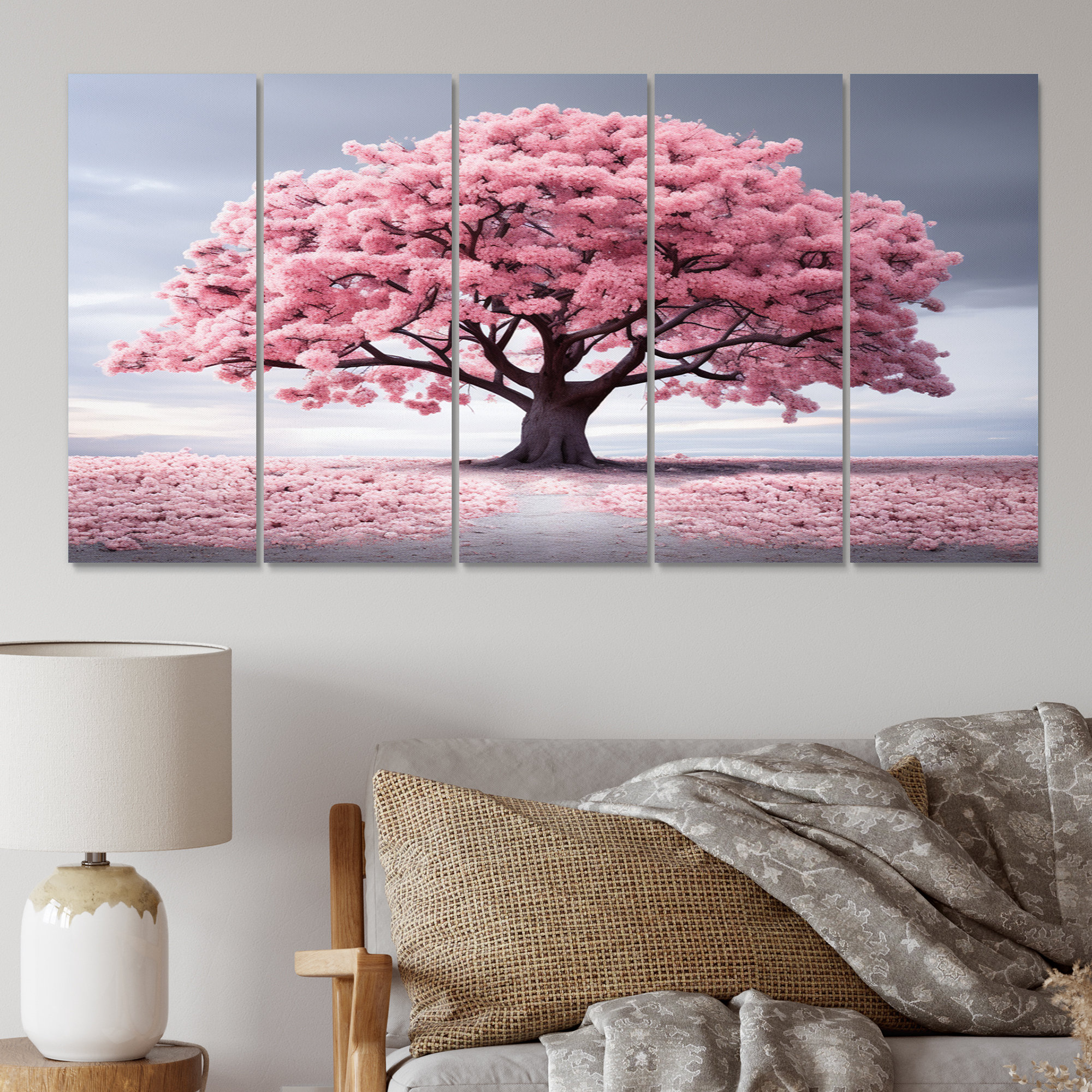 Red Barrel Studio® Pink Tree Spring Awakening I On Canvas 5 Pieces ...