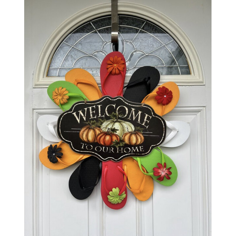 Poppys Blossom Welcome Fall Wreath | Wayfair