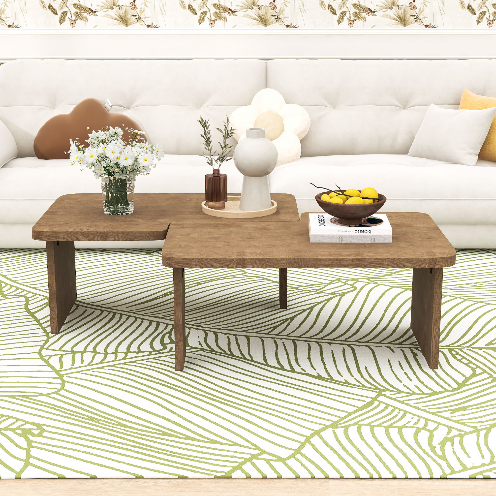 Ebern Designs Modern Modular Coffee Table with Convertible L-Shaped ...