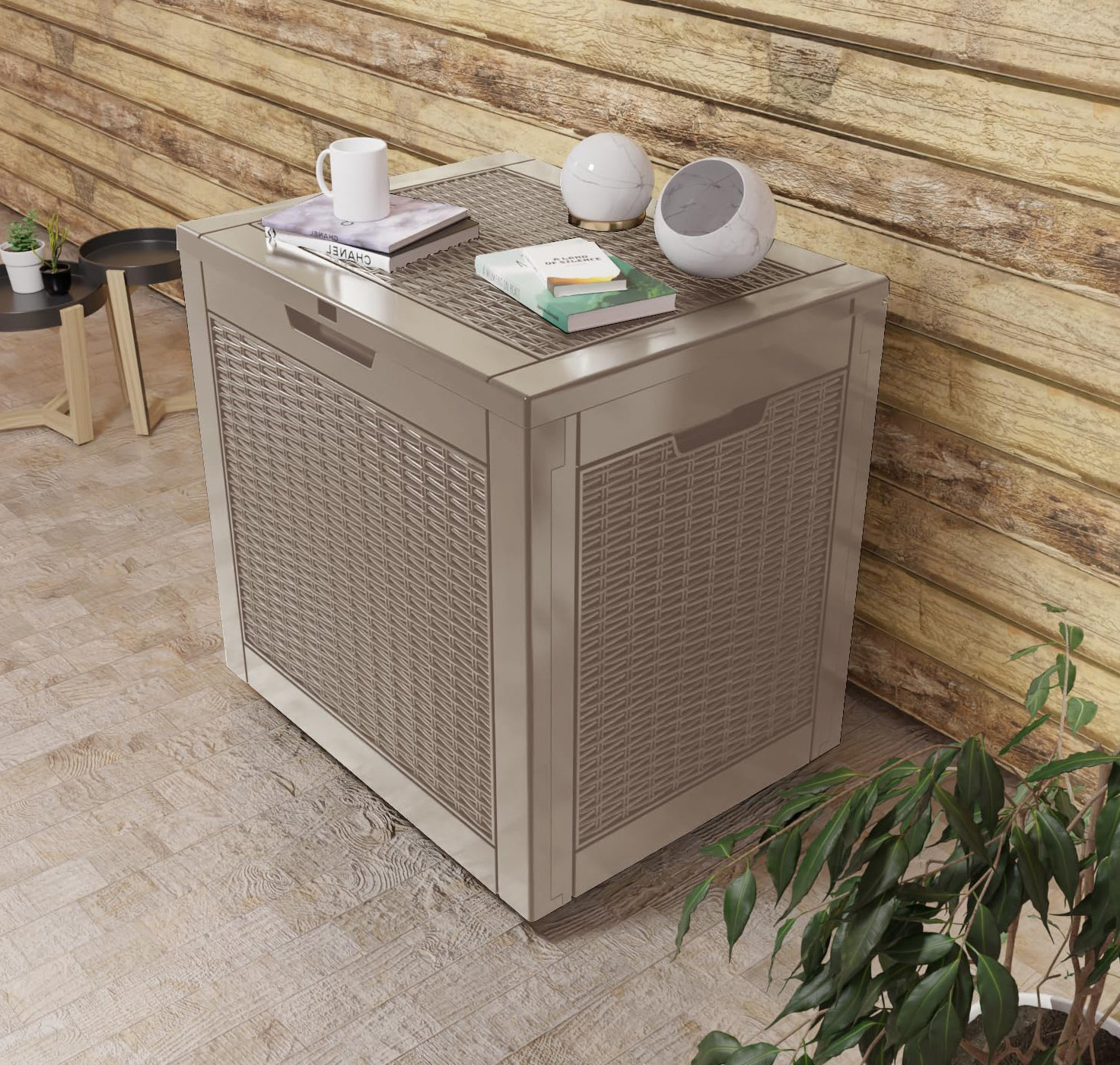 Absuta 30 Gallon Resin Outdoor Storage Deck Box Waterproof Ratten Boxes ...