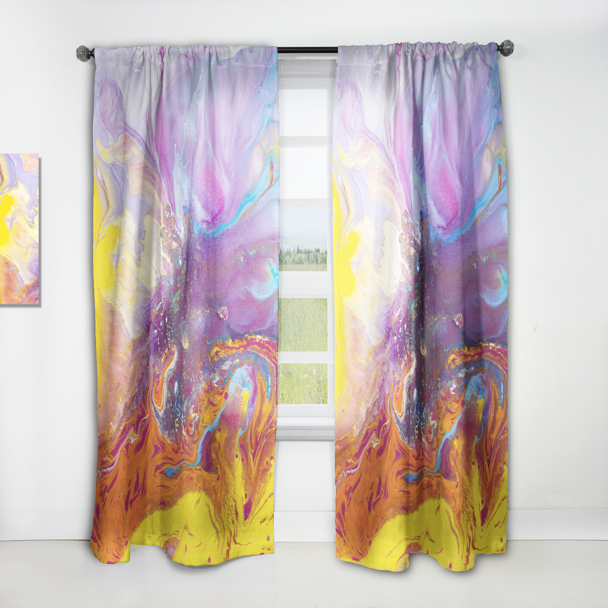 Design Art Liquid Art I Abstract Semi-Sheer Thermal Rod Pocket Single ...