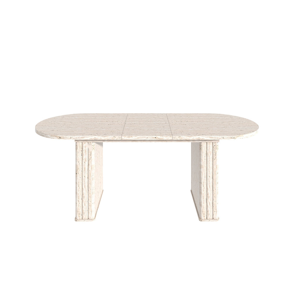 Latitude Run® Extendable Oval Dining Table For 4-8 People, Wooden Strip ...