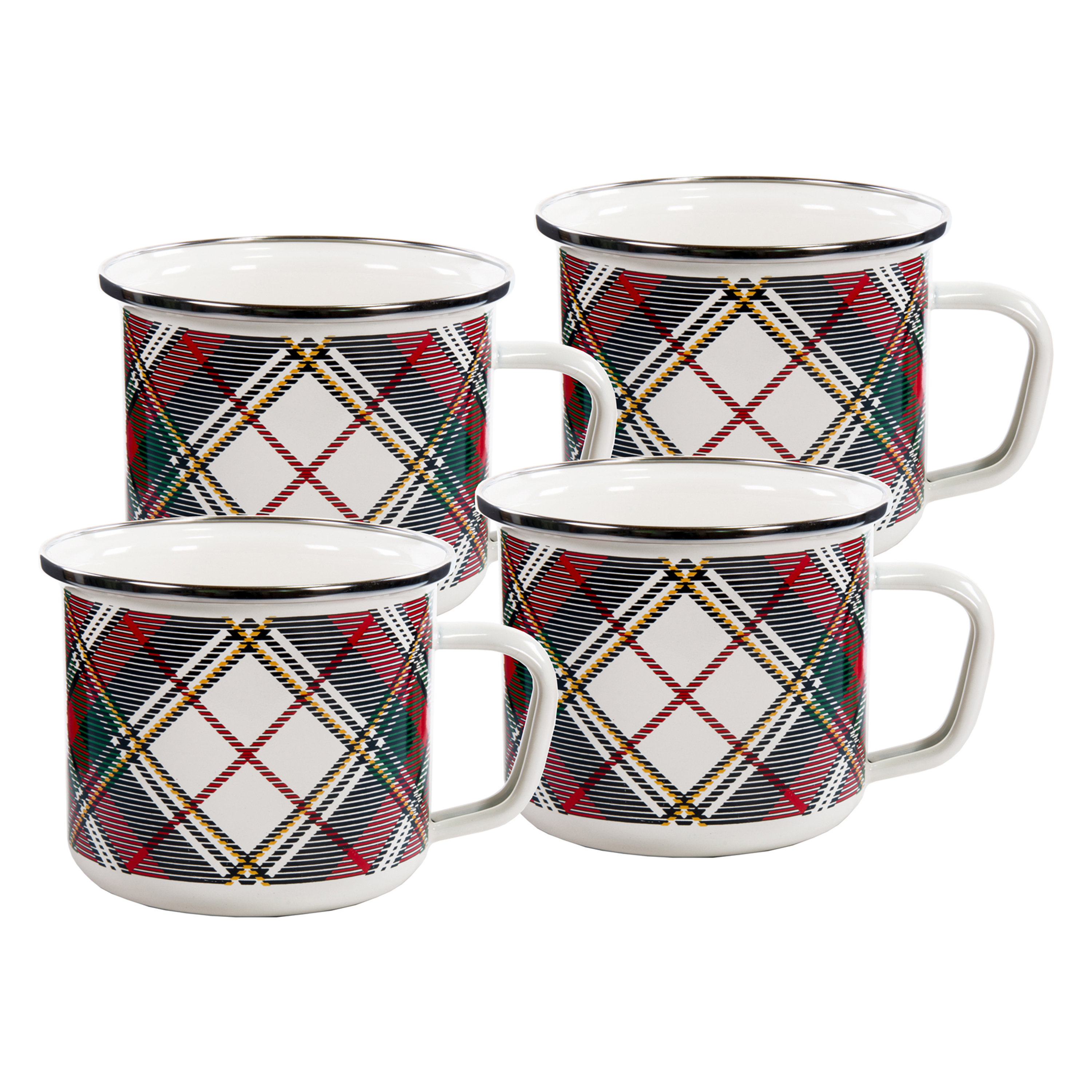 Golden Rabbit Set of 4 Highland Plaid Grande Mugs | Wayfair