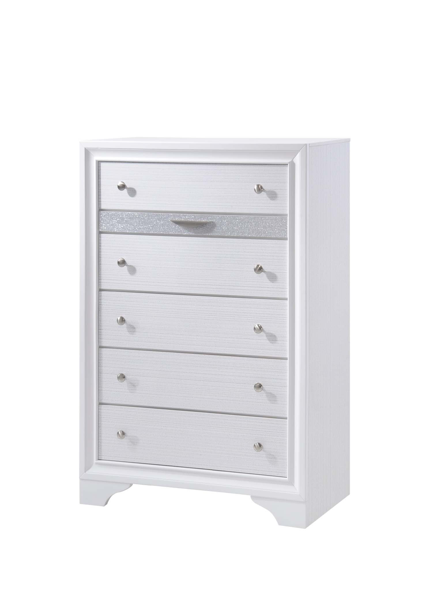 House of Hampton Traditional Style 5-Drawer Wooden Chest in White ...