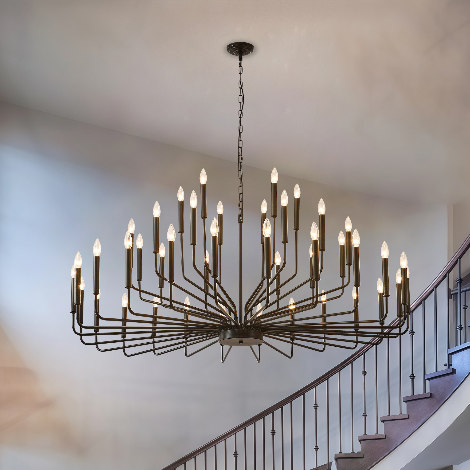 August Grove® 42-Light Modern Farmhouse Chandelier - Black 3-Tier ...