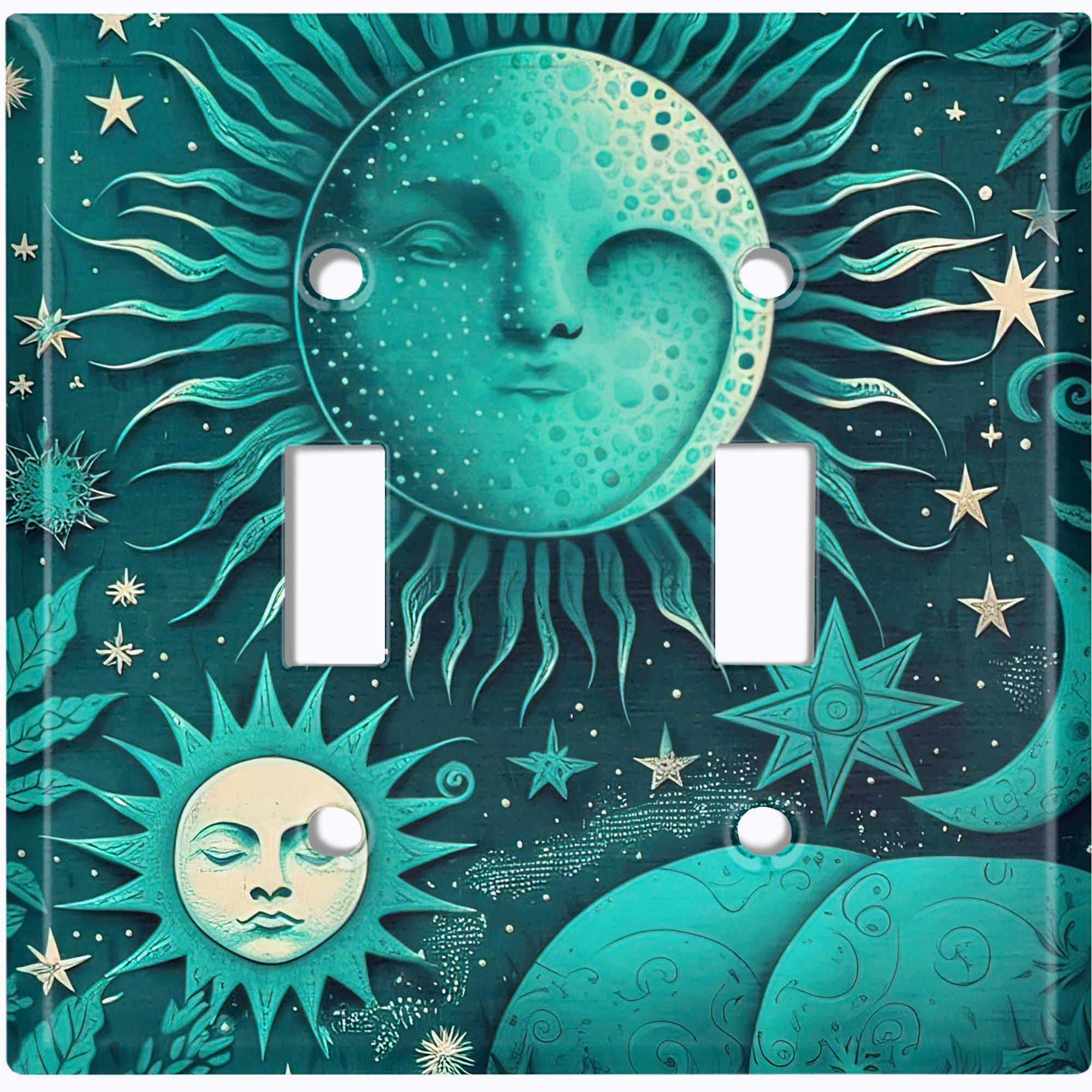 WorldAcc Astronomy Space Sun Stars Moon 2-Gang Toggle Light Switch Wall ...