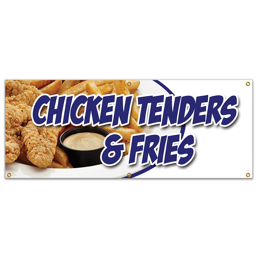 SignMission Chicken Tenders and Fries Banner Sign | Wayfair