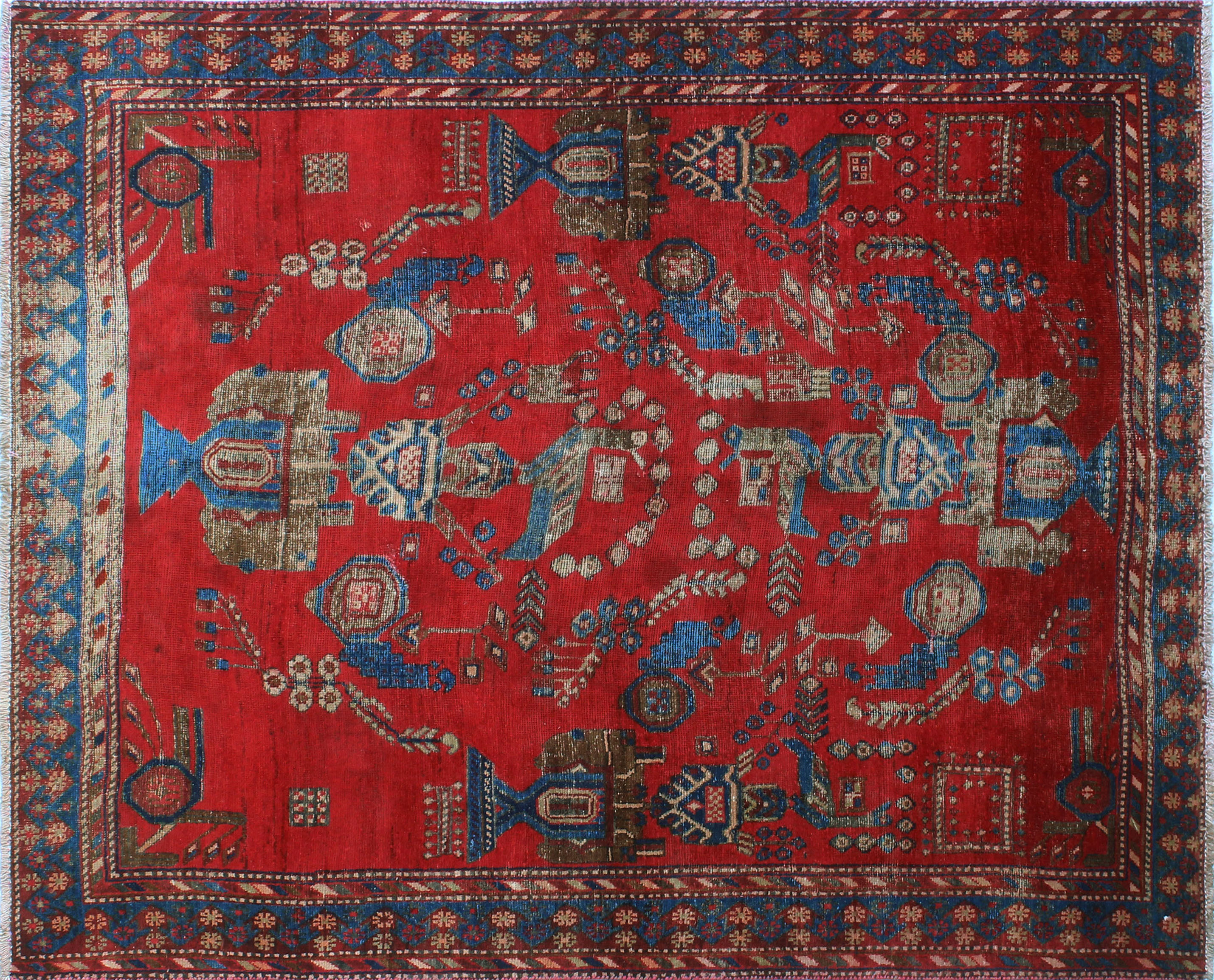 Isabelline One-of-a-Kind Drago Hand-Knotted New Age Red 5' x 5'11 ...