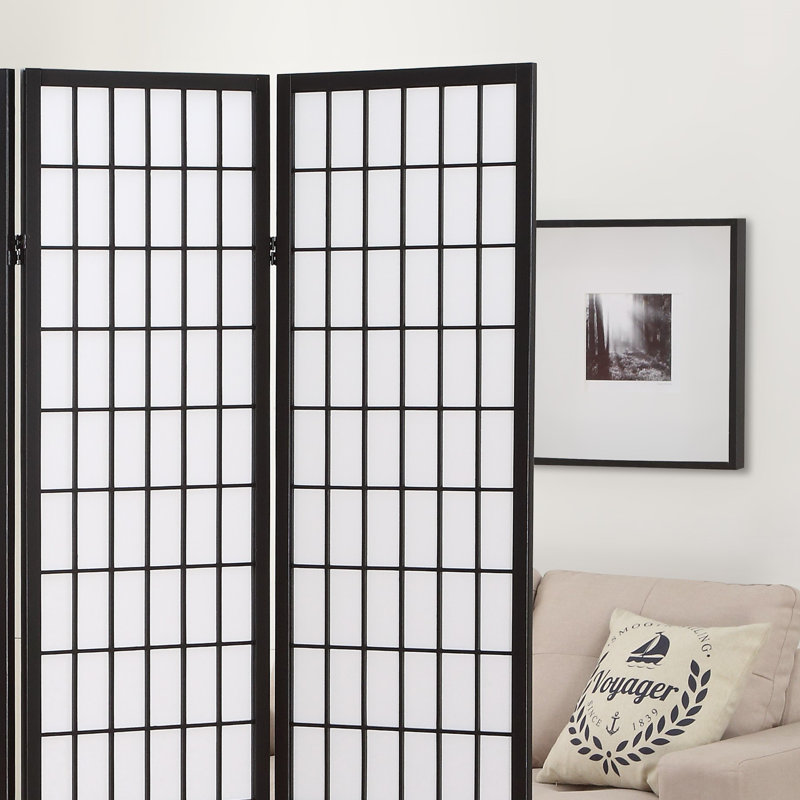 Latitude Run® 4-Panel Japanese-Inspired Room Divider - Wood Frame ...