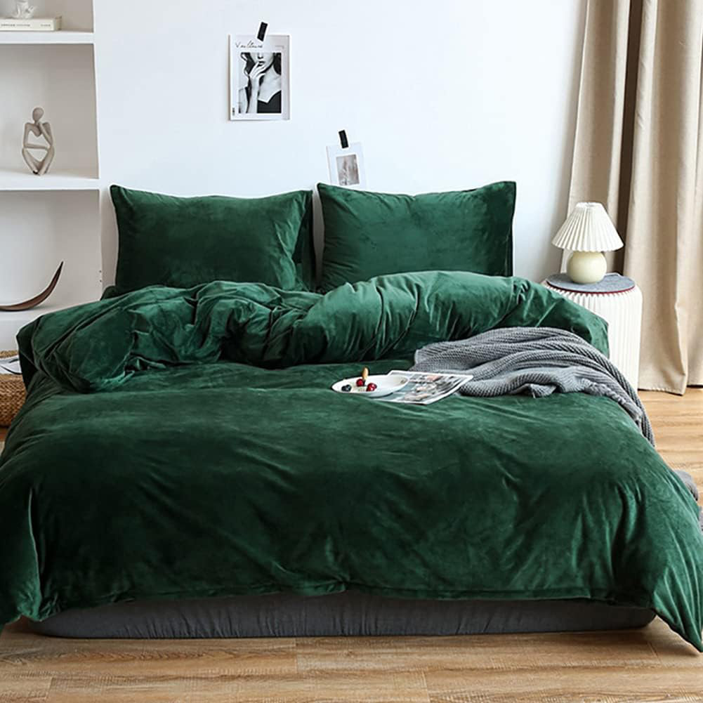 Nayoroom SJT-US-TER-BK Winter Warm Solid Color Velvet Duvet Cover Set ...