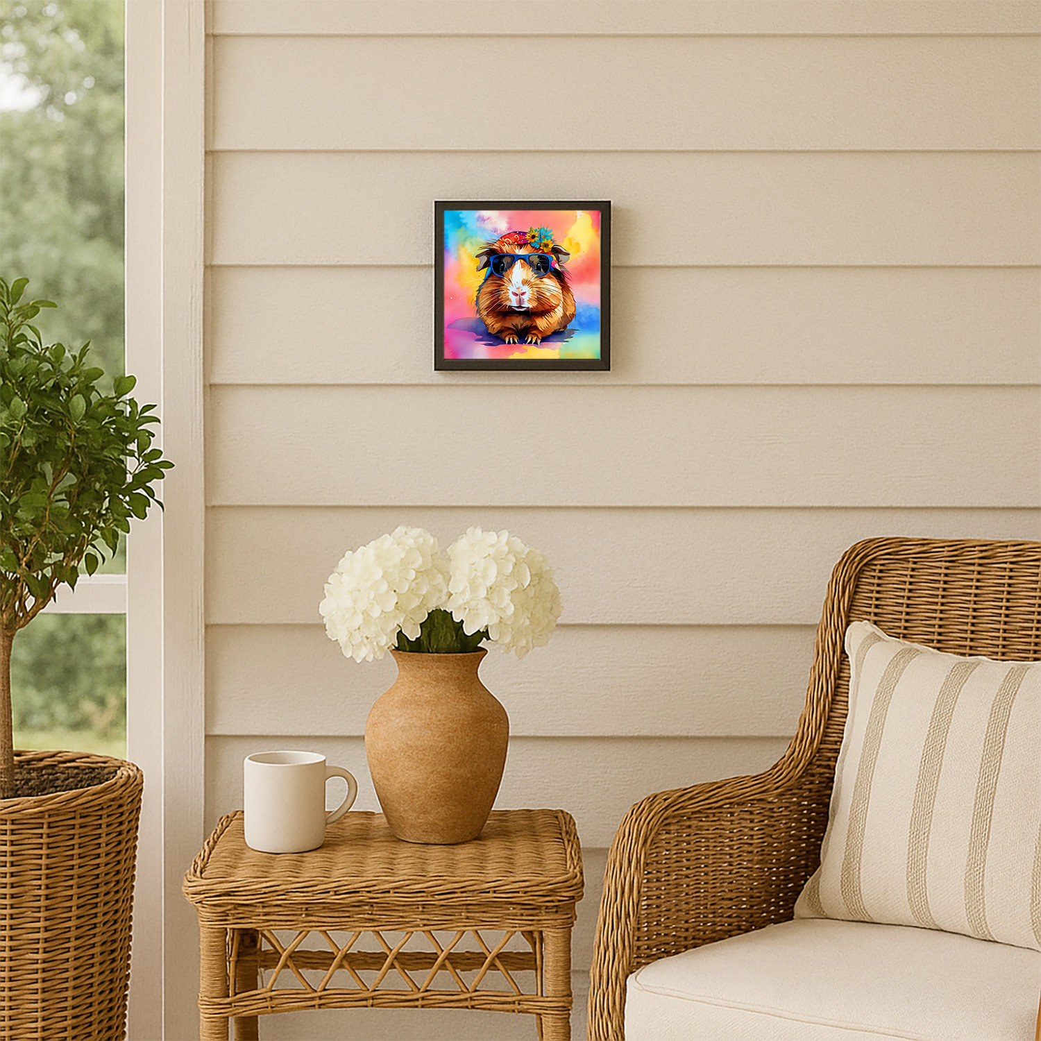 Caroline's Treasures Hippie Animal Guinea Pig Framed Metal Print | Wayfair