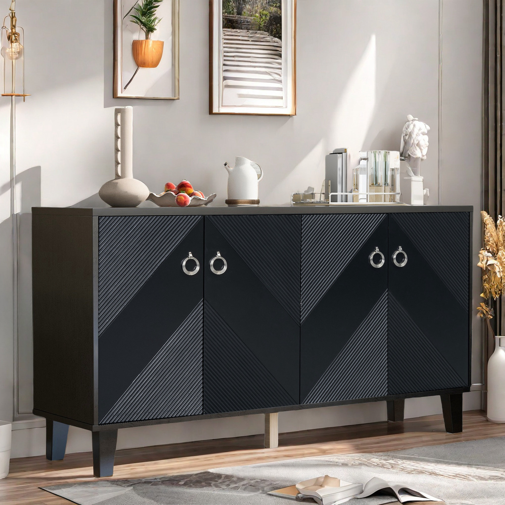 George Oliver Mariasha 4-door Sideboard with Geometric Patterns and ...