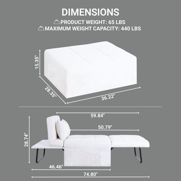 Latitude Run® Shenk Sleeper Convertible Ottoman Folding Upholstered ...