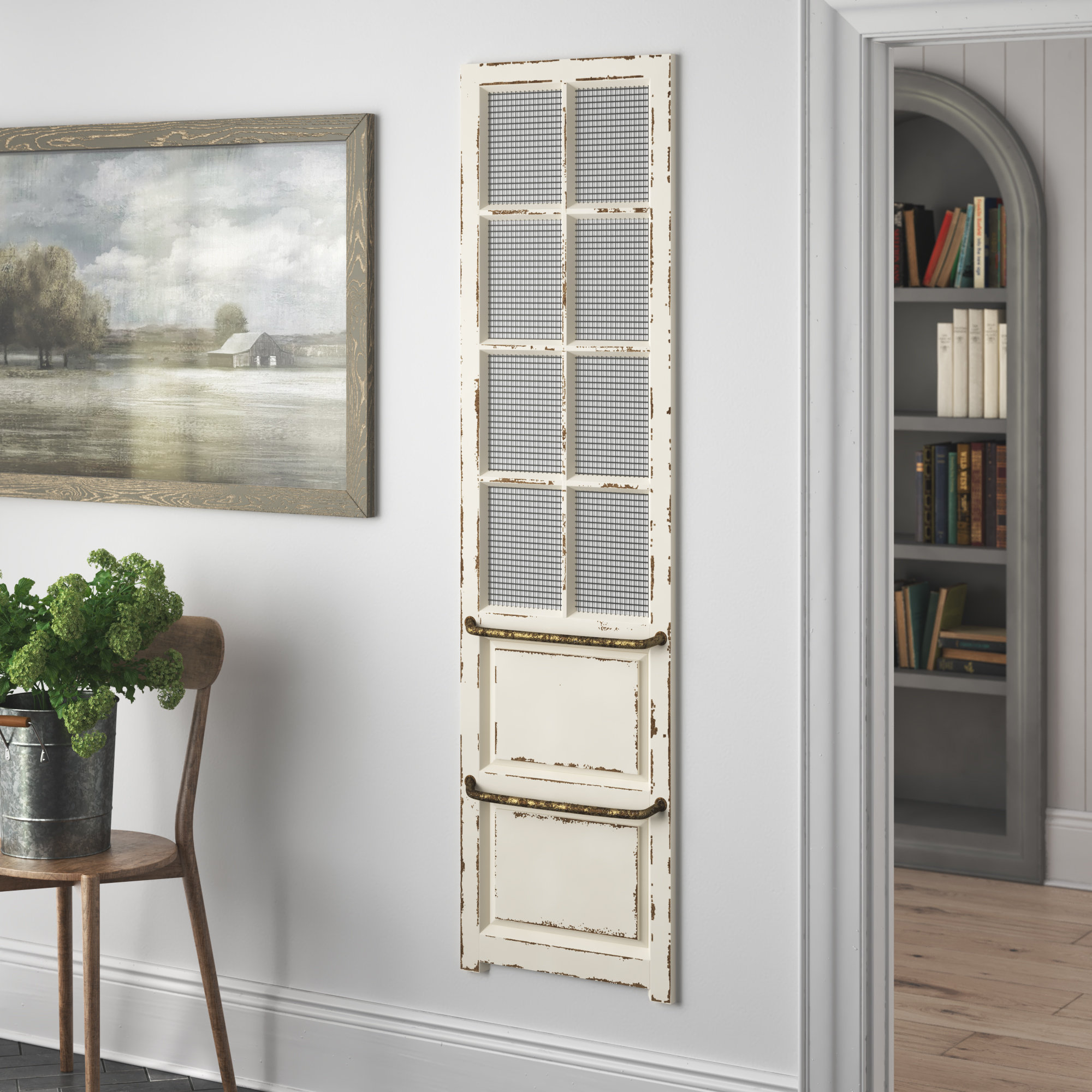 Rosalind Wheeler Cream Wood Door Inspired Panel Scroll Wall Decor with ...