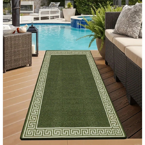 Metro Lane Greeky 80X150 Green Cream | Wayfair.co.uk