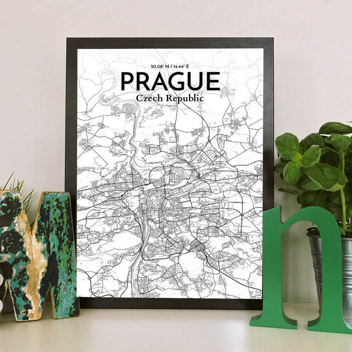 Wrought Studio Prague City Map On Paper Print | Wayfair