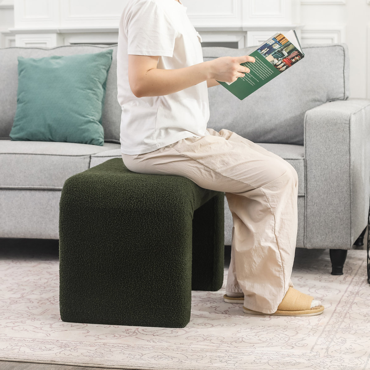 Mercer41 24 Inches Upholstered Waterfall Ottoman Footstool & Reviews ...