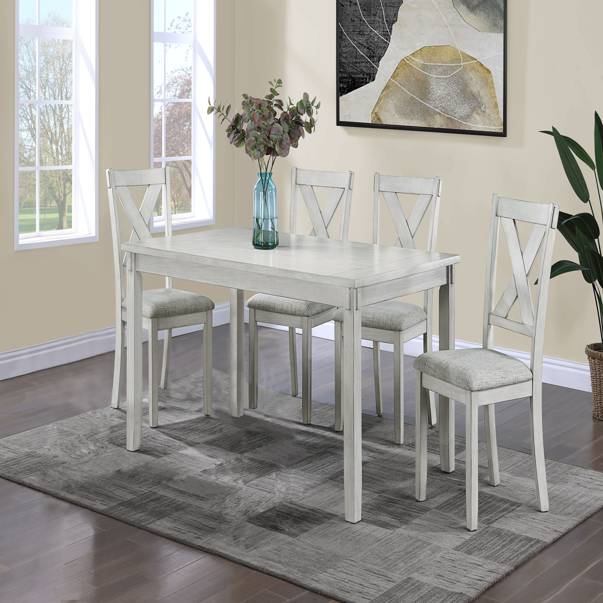 Ophelia & Co. Rustic Farmhouse Transitional 5-Piece Dinette Dining Set ...