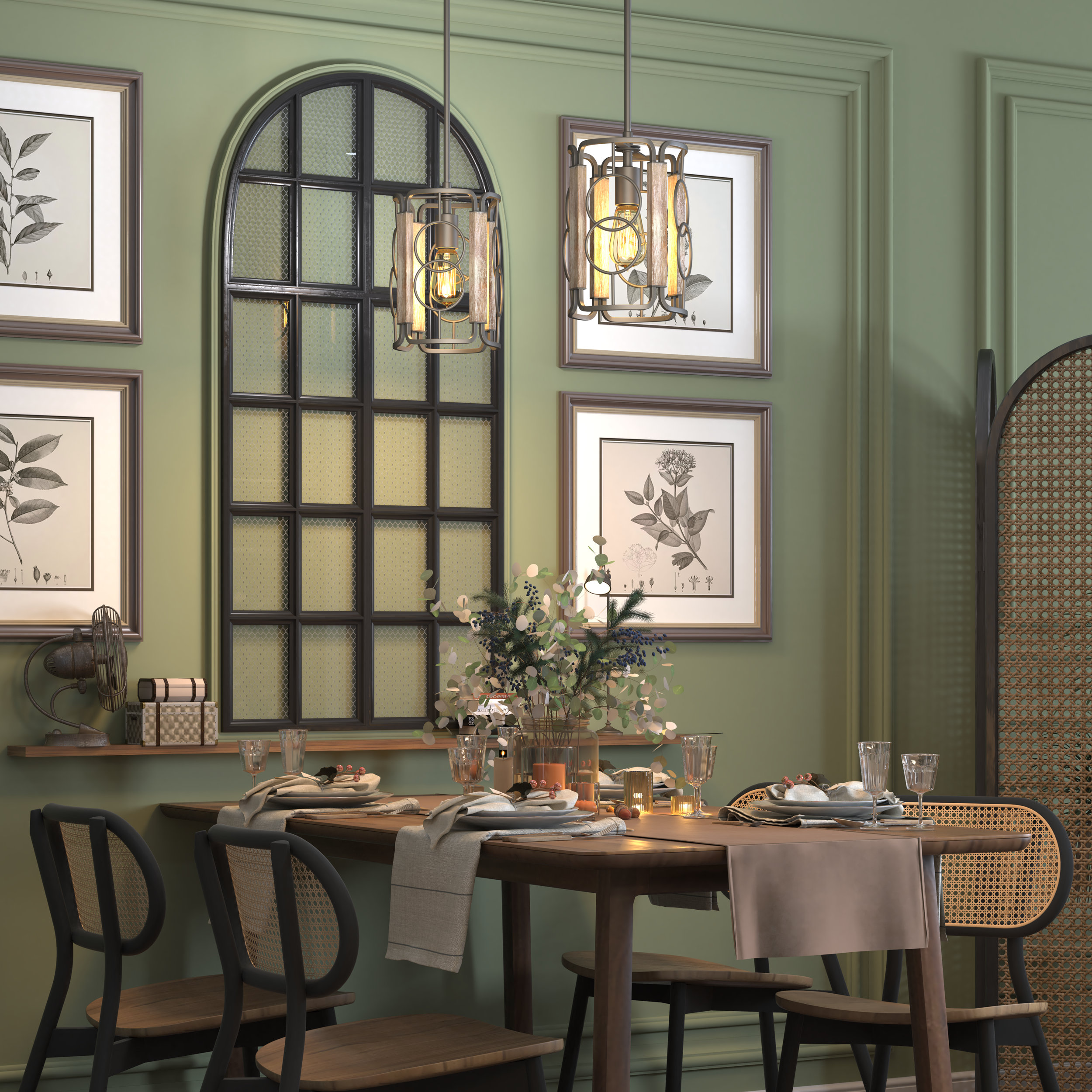 Inlight 8" Modern Farmhouse 1-Light Pendant for Kitchen Island, Open ...