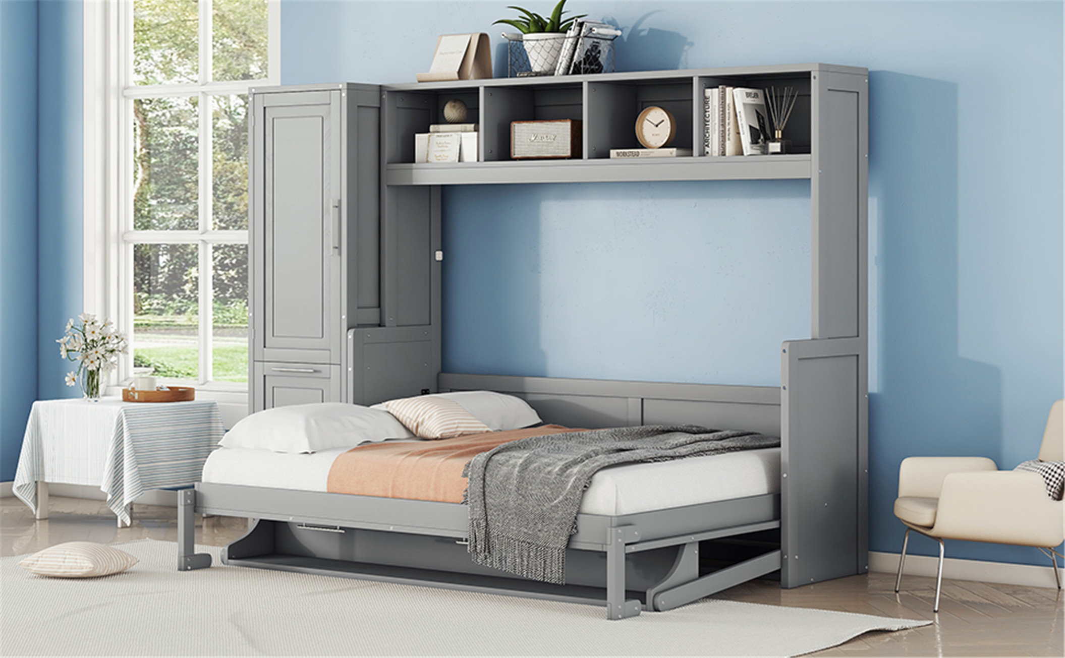 Hokku Designs Versatile Murphy Bed with Integrated Closet and Drawers ...