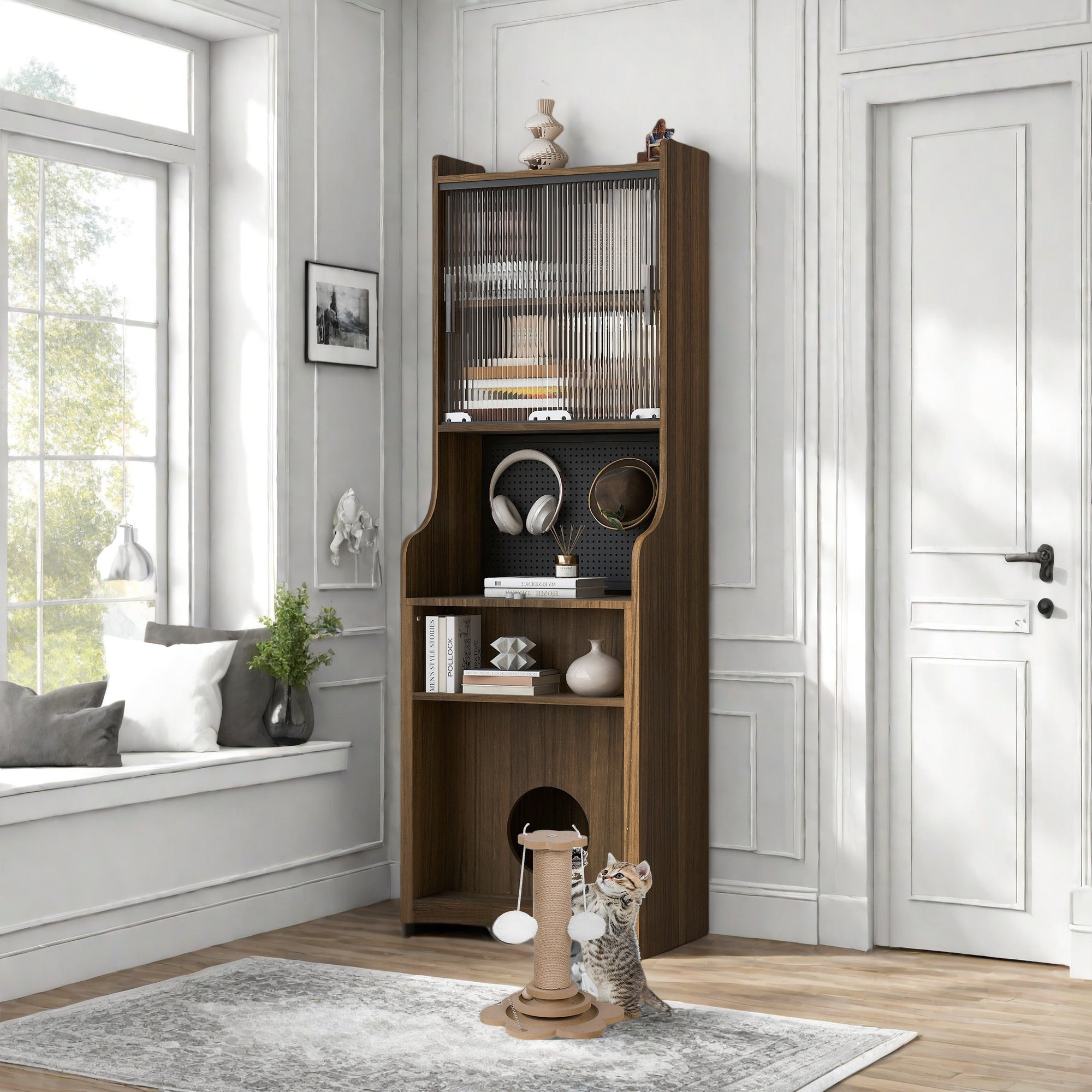 Lark Manor Multi-use Natural Cat Litter Box Hosue With 2 Flip-down ...