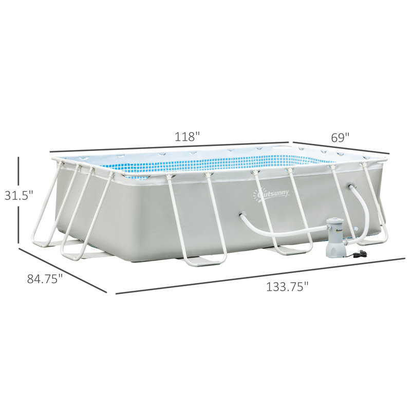 Outsunny 11ft x 7ft x 32in Steel Frame Pool with Nano Filter Pump | Wayfair