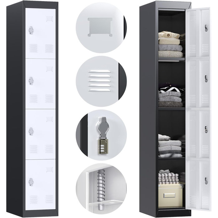 Ebern Designs Chartez Locker, 4 Door Lockable Steel Storage Cabinet for ...