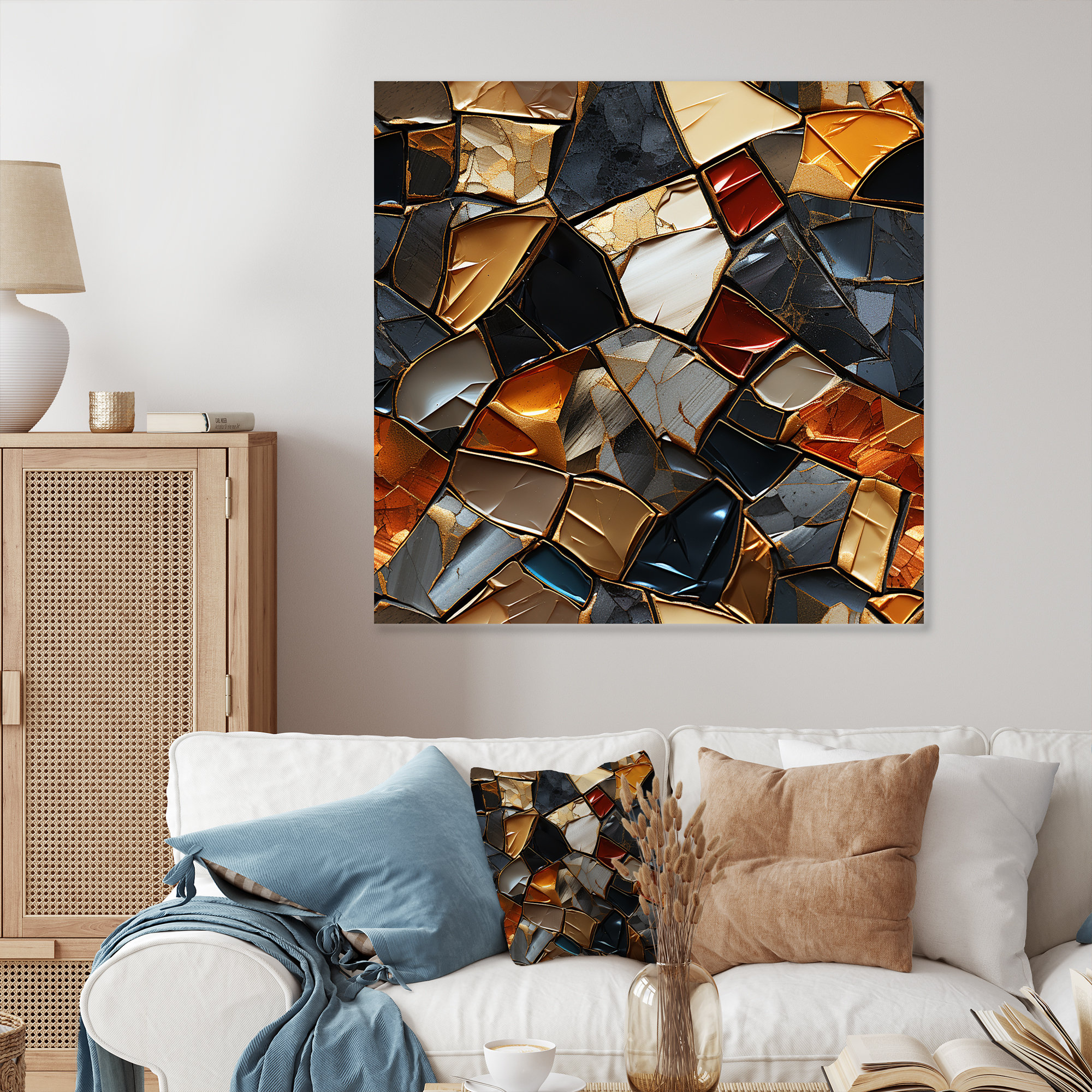 Ivy Bronx Cubic Mosaic Marble Tiles I - Abstract Tile Metal Wall Art ...