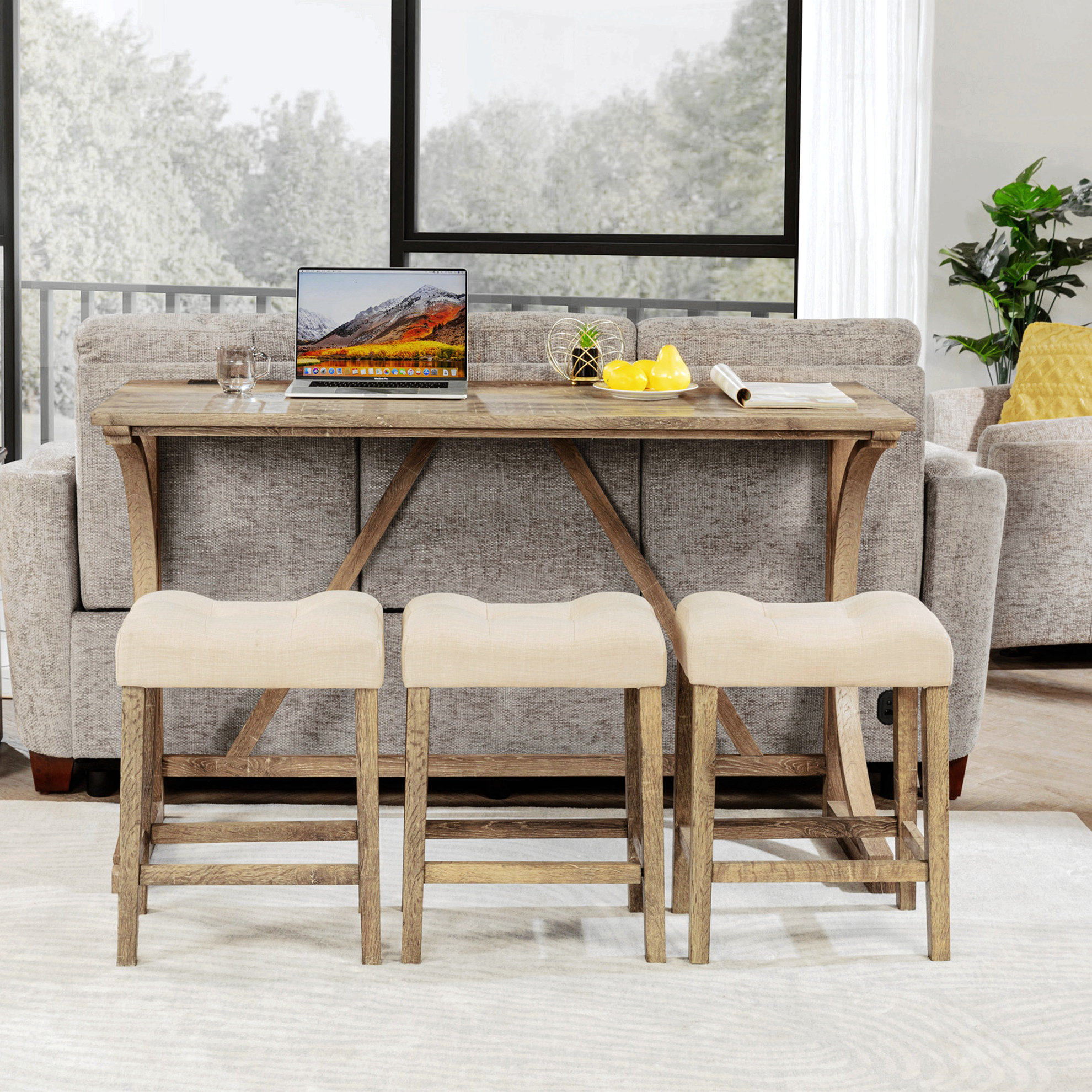 Rosalind Wheeler 4-Piece Bar Table Set With Power Outlet, Dining Bar ...