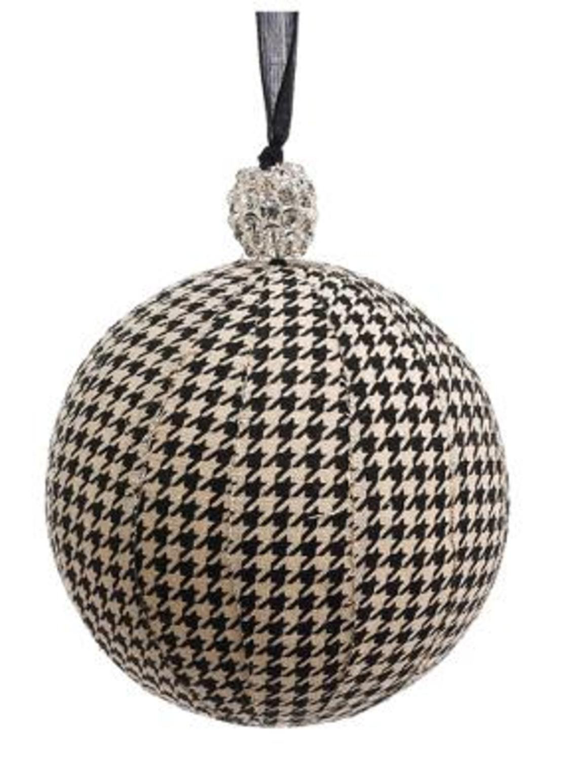 Tori Home Black and Beige Houndstooth with Rhinestone Cap Christmas ...