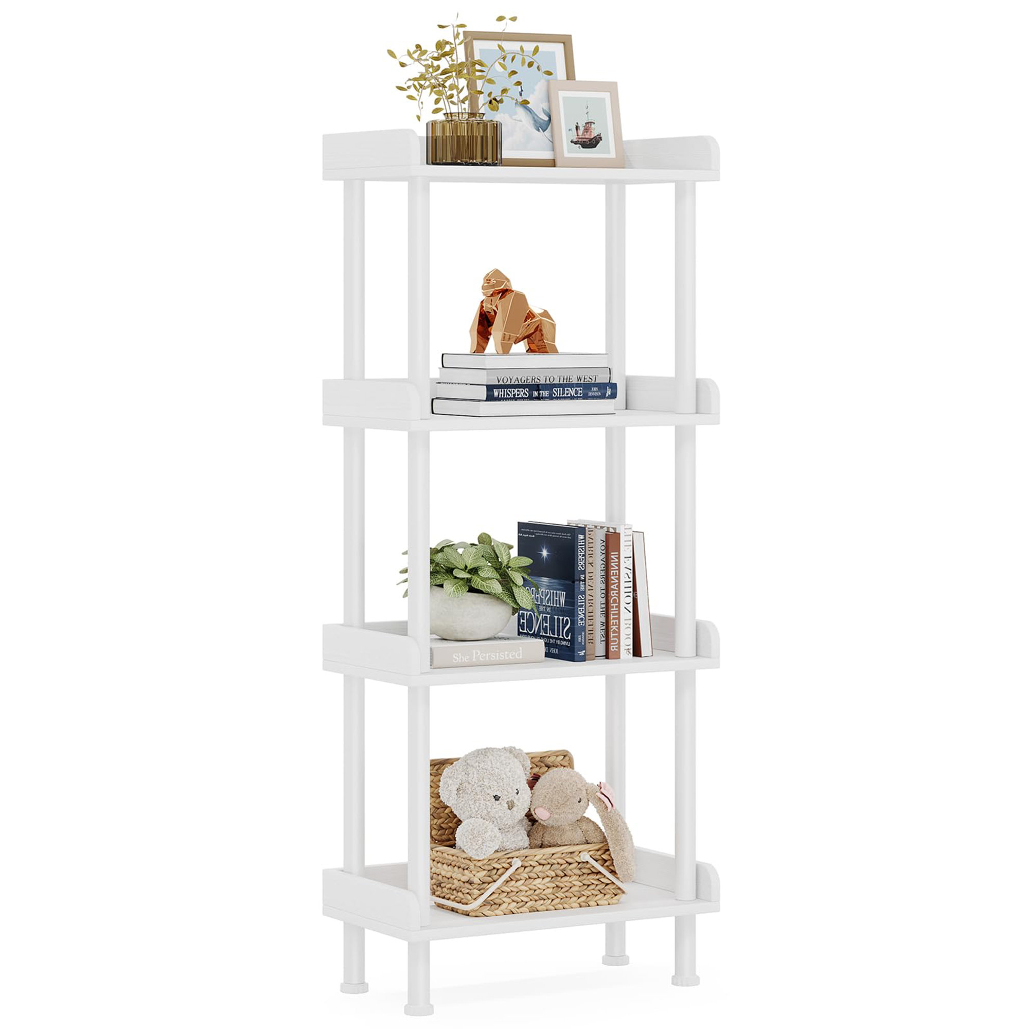 17 Stories 4 layers wooden bookcase industrial bookshelf | Wayfair