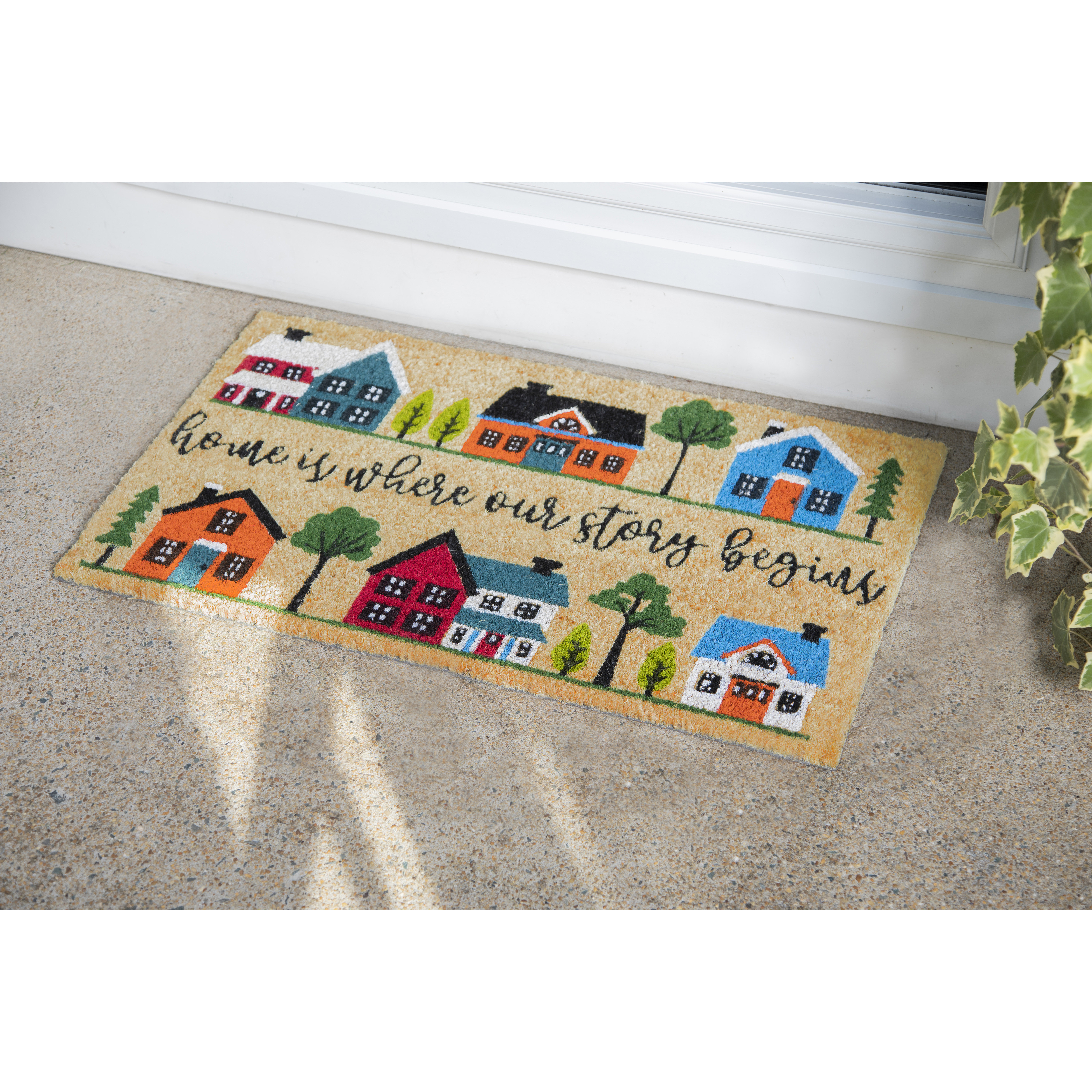 Arlmont & Co. Lech Neighborhood Coir 28 in. x 16 in. Non-Slip Outdoor ...