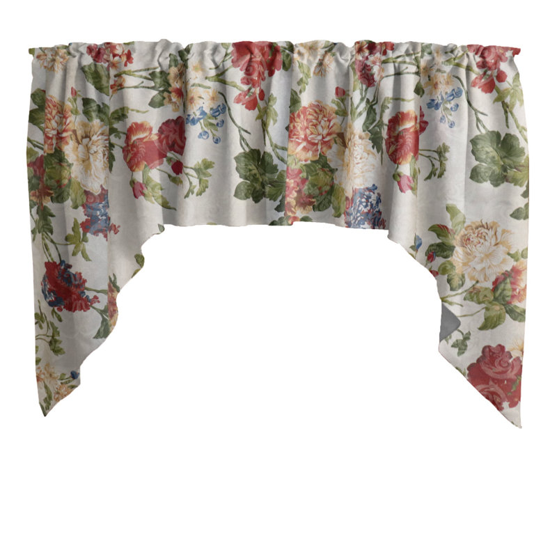 lovemyfabric Floral Cotton Blend Swag 58'' W Window Valance Geranium ...