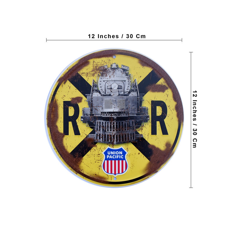 Trinx Union Pacific Railroad Crossing Steam Train Sign Rustic RR Wall ...