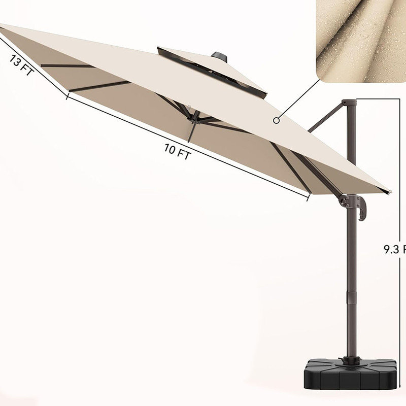 Arlmont & Co. 10x13 FT Patio Umbrella, Large Cantilever Sun Shade, Heavy Duty Umbrellas with 360 ...