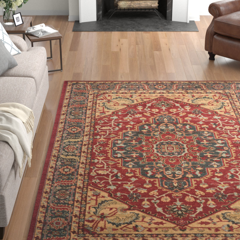 Three Posts Belle Looped/Hooked Navy/Red Rug & Reviews | Wayfair.co.uk