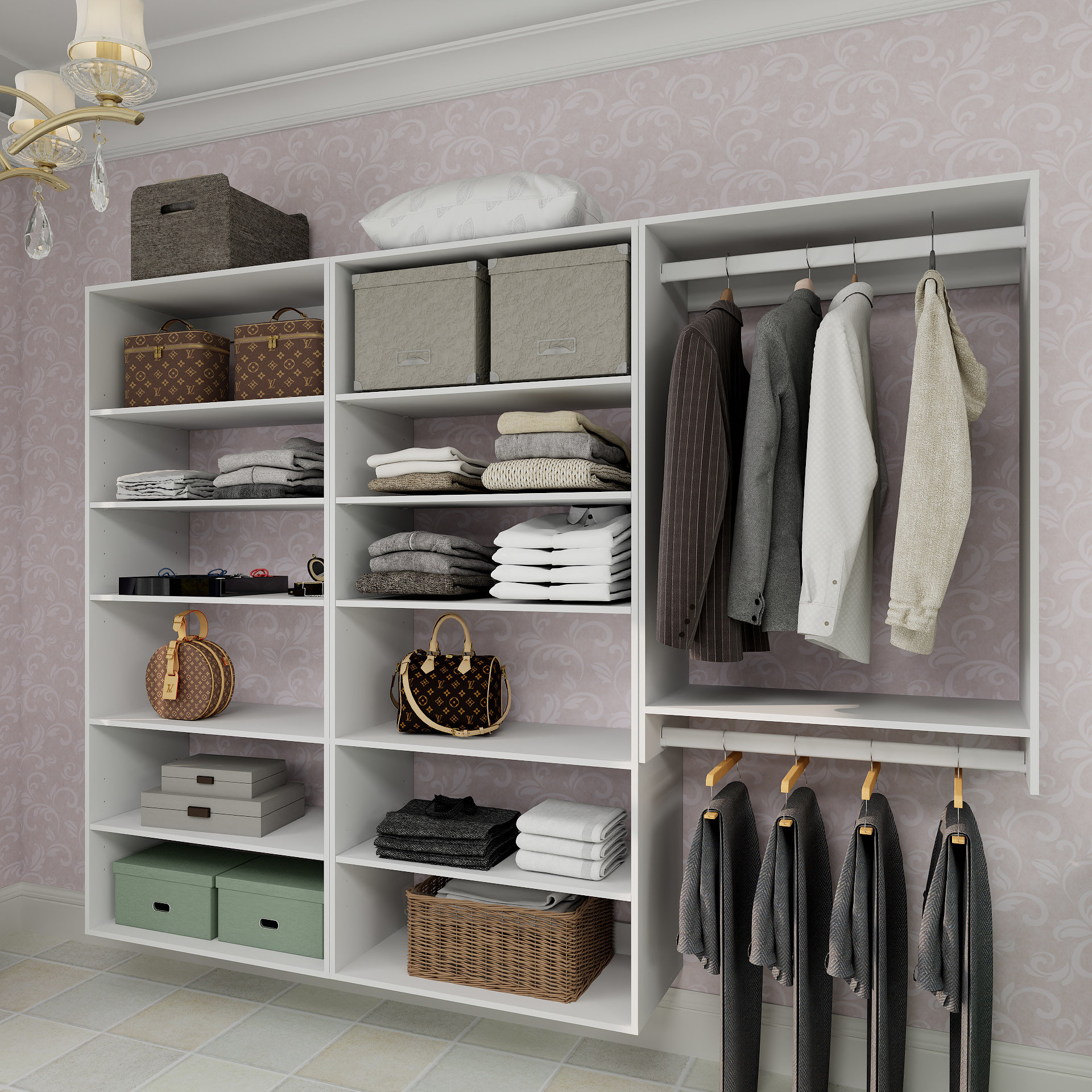 Latitude Run® White Closet Organizer System with 3 Modular Units | Wayfair