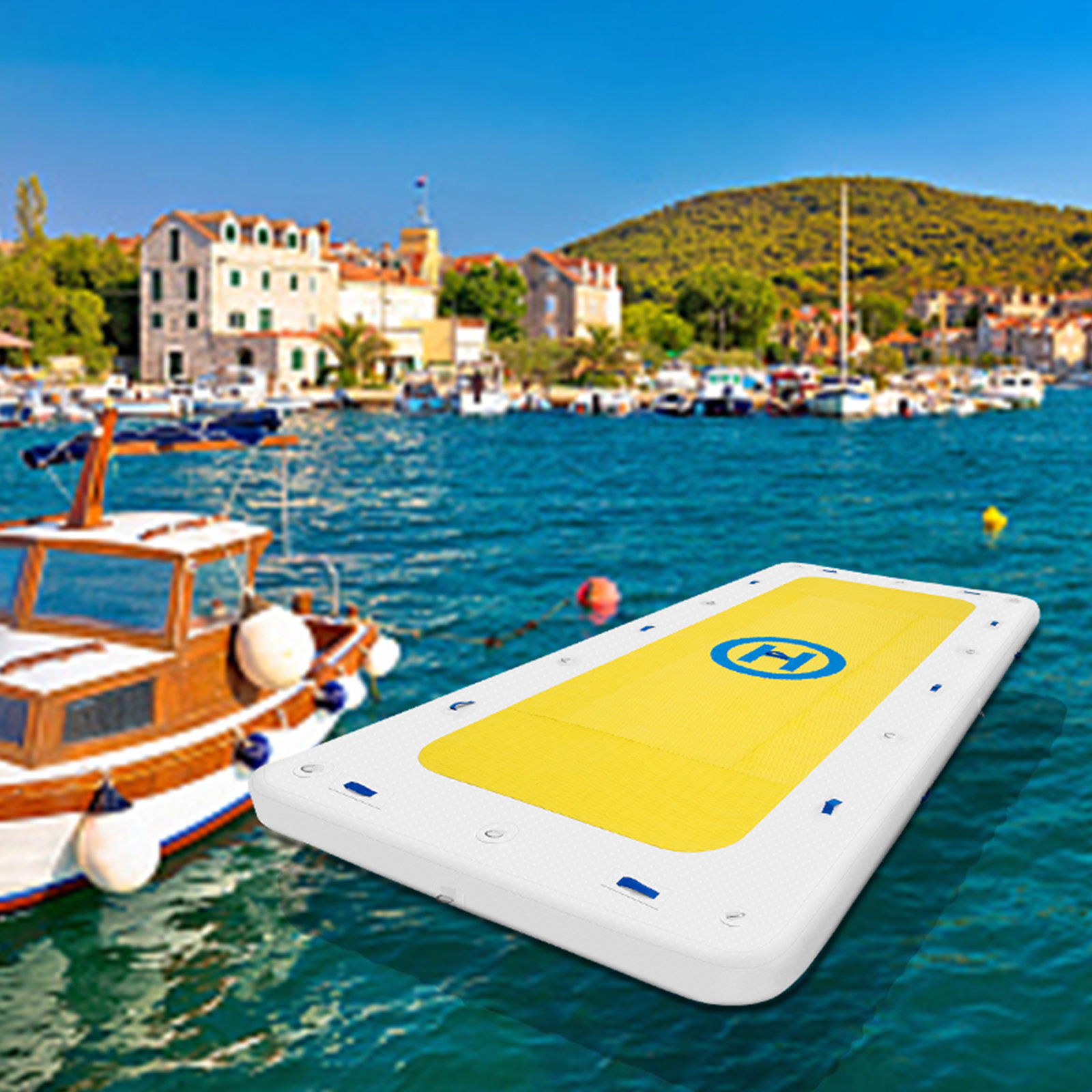 VEVOR 13’x6.5’x6” Inflatable Dock Platform, 8 to 10 Person Inflatable ...