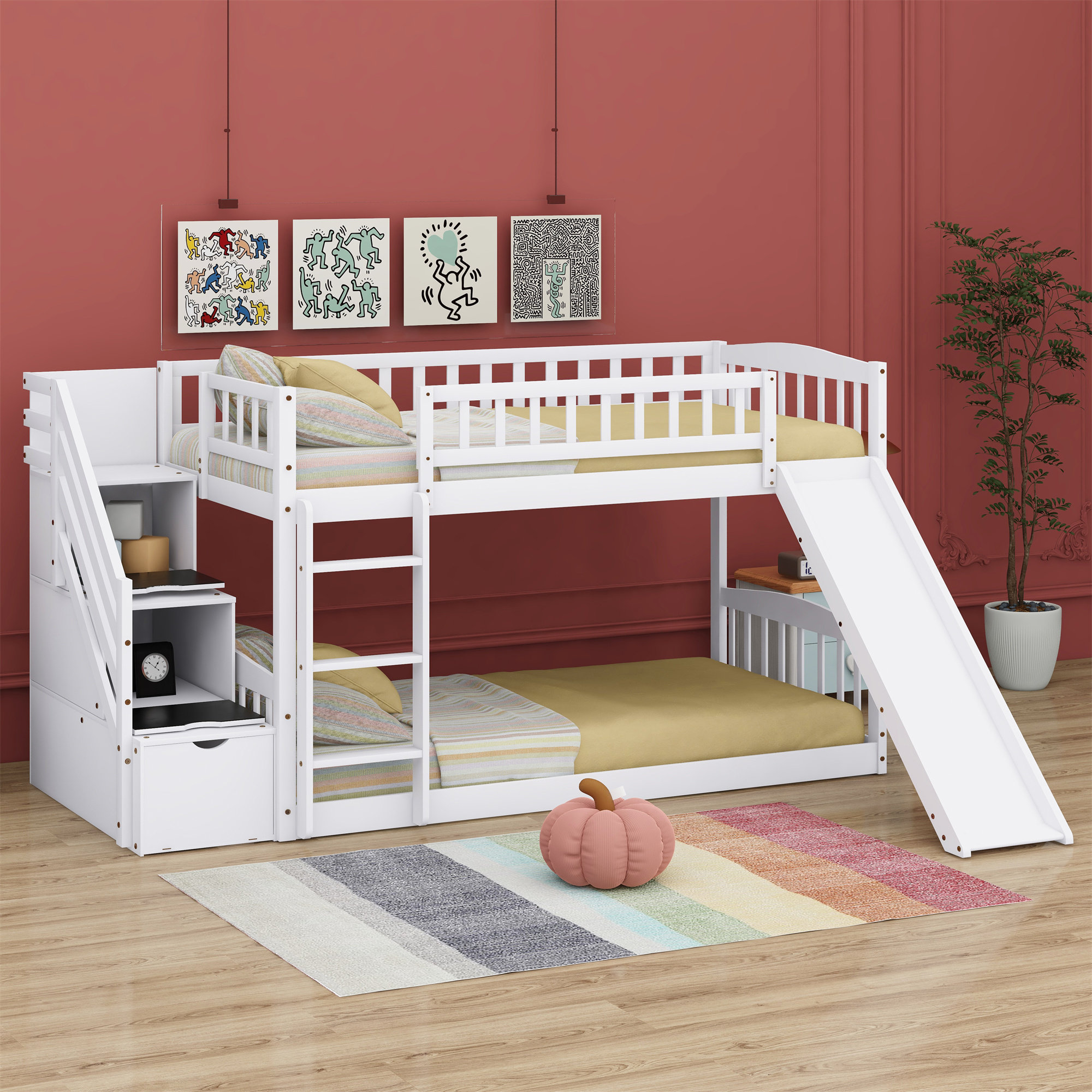 Harriet Bee Kahia Kids Twin-Over-Twin Bunk Bed | Wayfair
