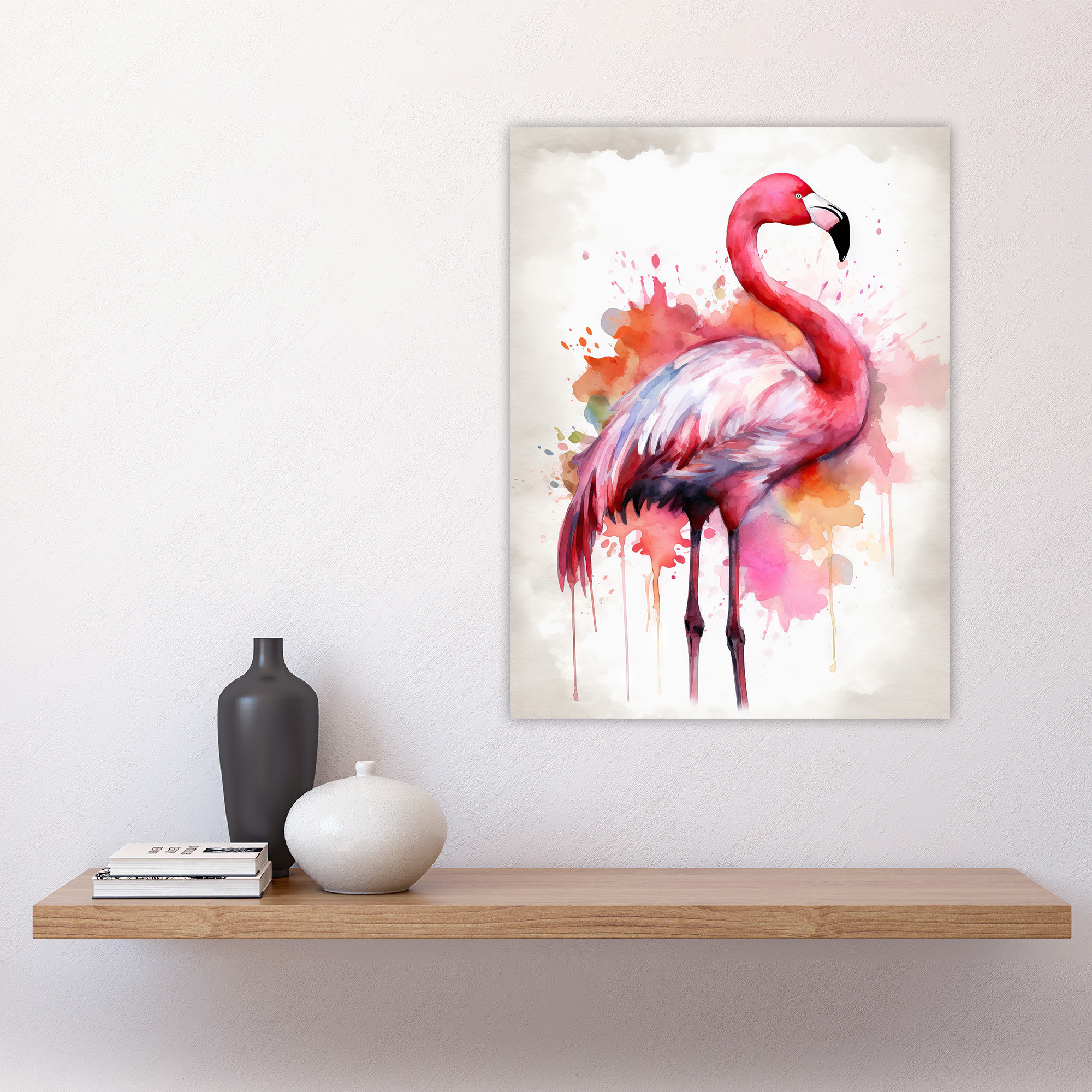 17 Stories Wall Art Print Watercolour Flamingo Pink Ink Splat Design ...
