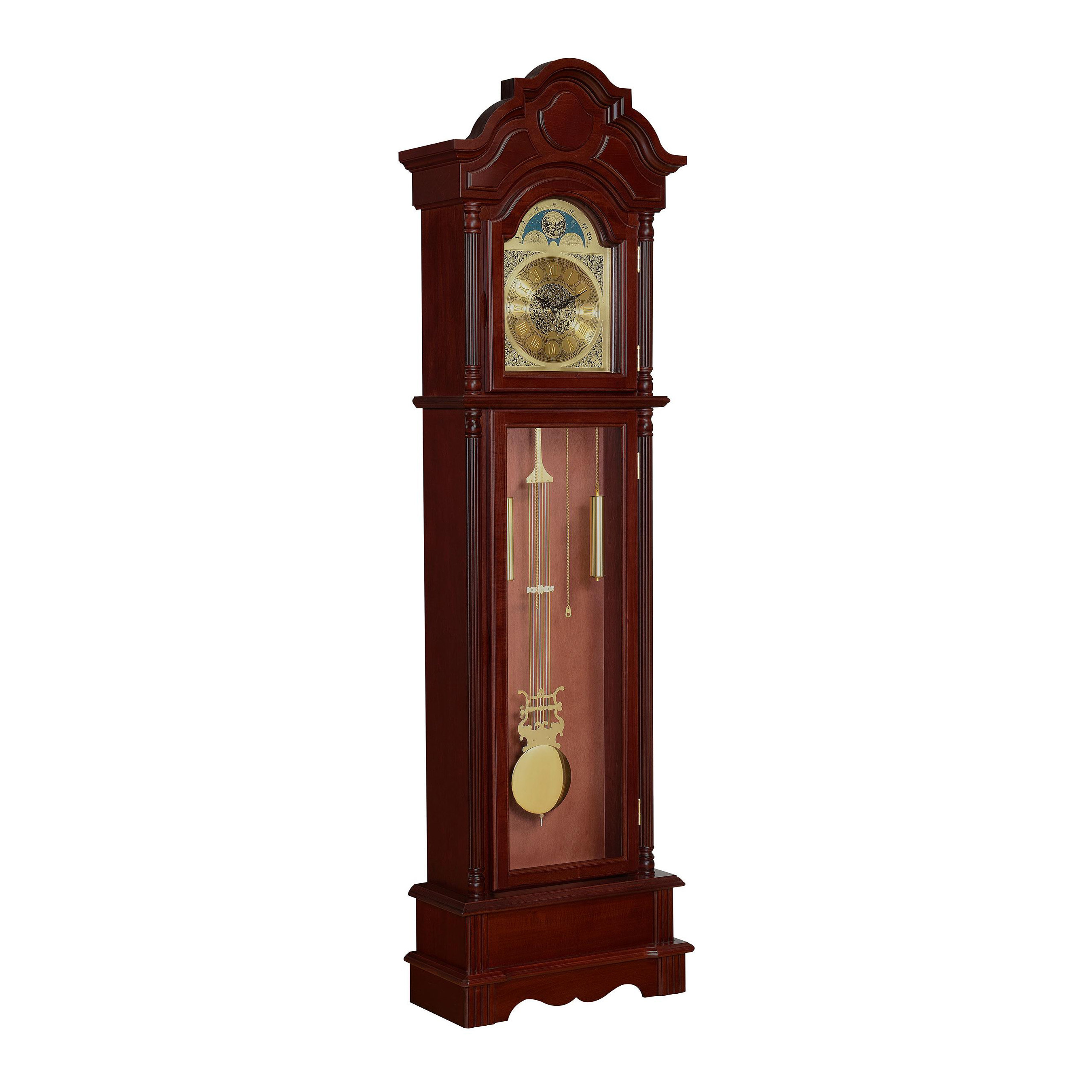 Astoria Grand Grandfather Clock with Adjustable Chime Brown Red | Wayfair