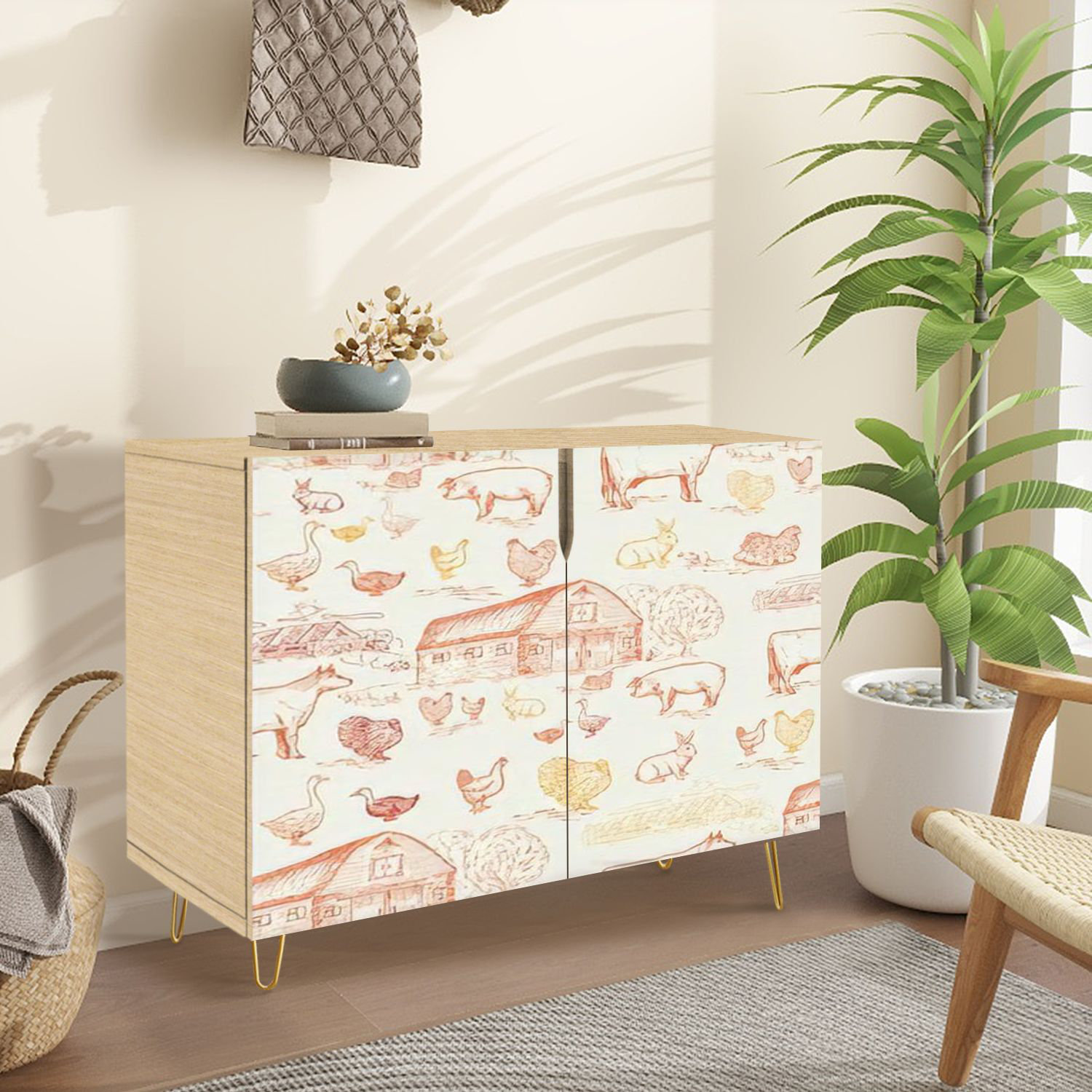 Dakota Fields Sideboard Buffet Cabinet with Storage Farm animals ...