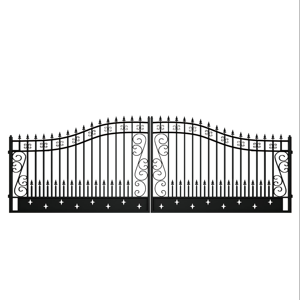 Chery Industrial 20 ft. W Steel Dual Swing Driveway Gate - STAR Style ...