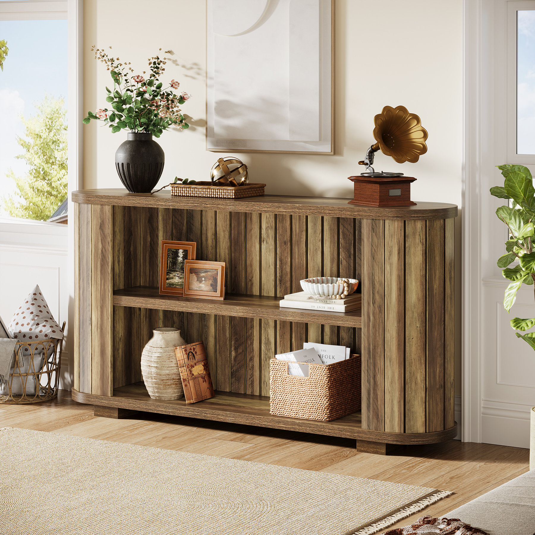 Gracie Oaks 63 Inches Console Table 3-Tier Farmhouse Entryway Table ...