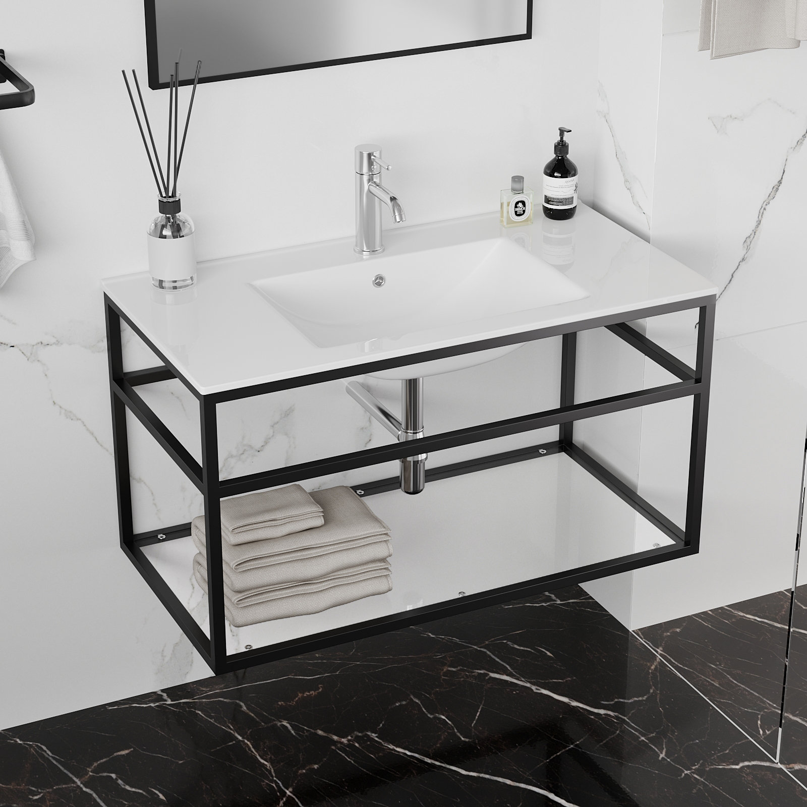 Ebern Designs Babbit 35.83'' Wall Mounted Single Bathroom Vanity with ...