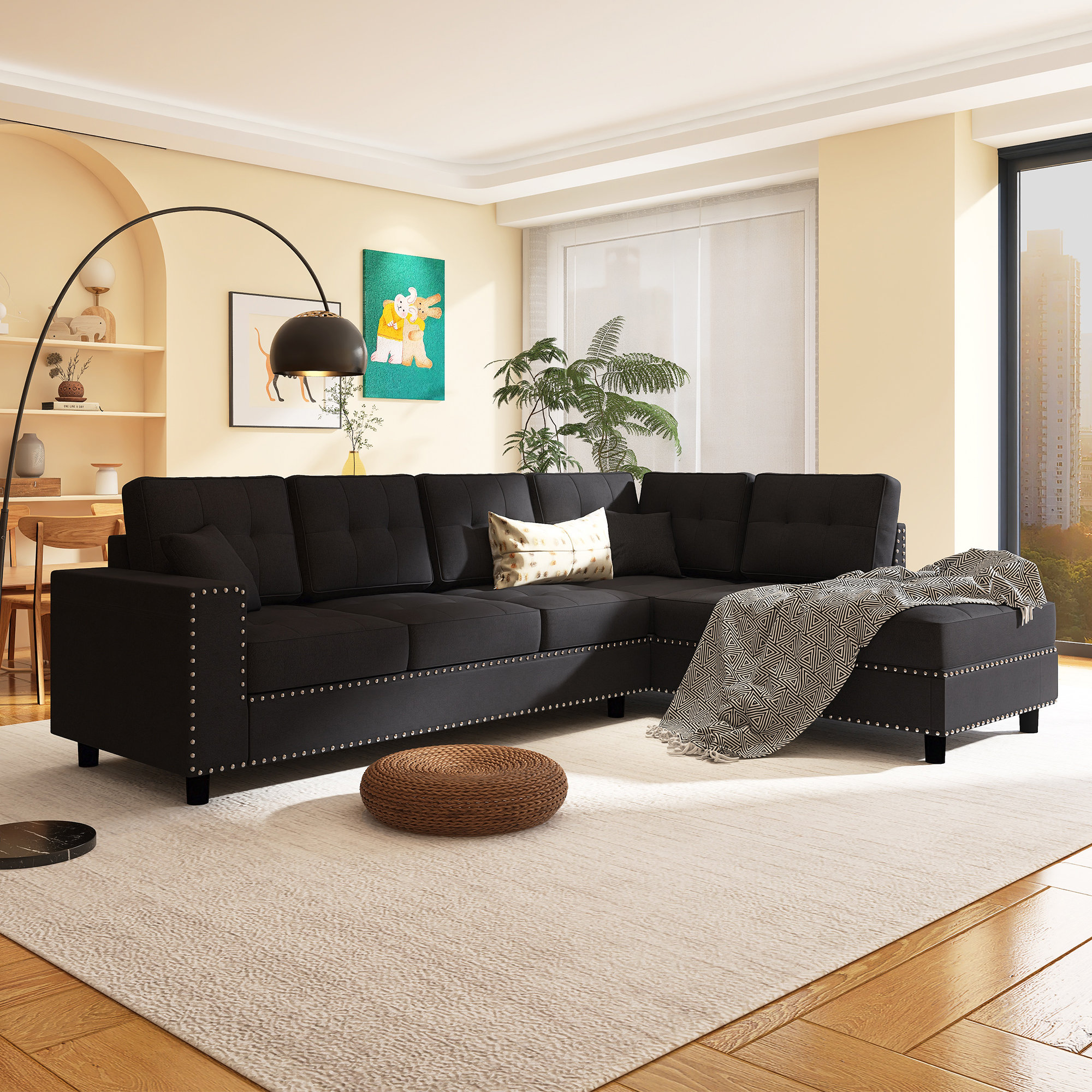 Latitude Run® L-Shaped Modular Sectional Sofa With Removable Back ...